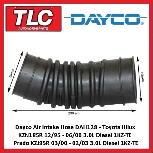 Dayco Air Intake Hose Toyota Hilux KZN185R Prado KZJ95R 3.0L Diesel 1KZ-TE