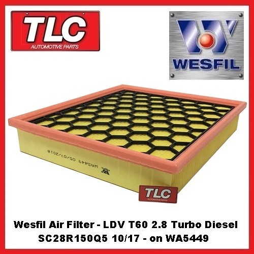 Wesfil Air Filter LDV T60 2.8 Turbo Diesel CRD 10/17 - on WA5449