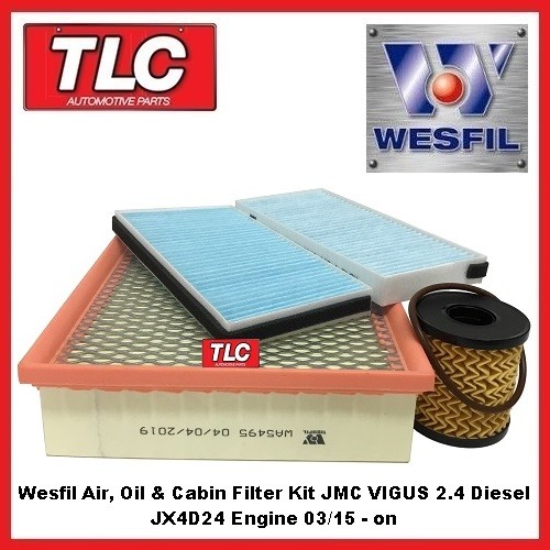 Wesfil Air, Oil & Cabin Filter Kit JMC VIGUS 2.4 Turbo Diesel 03/15 ...